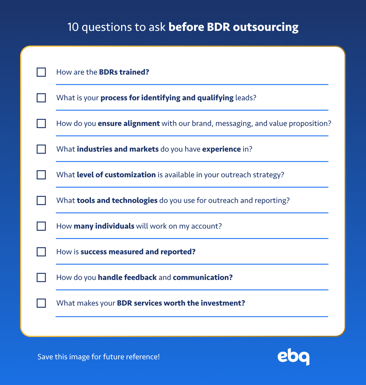 Lead Generation Outsourcing: 10 Questions to Consider | EBQ